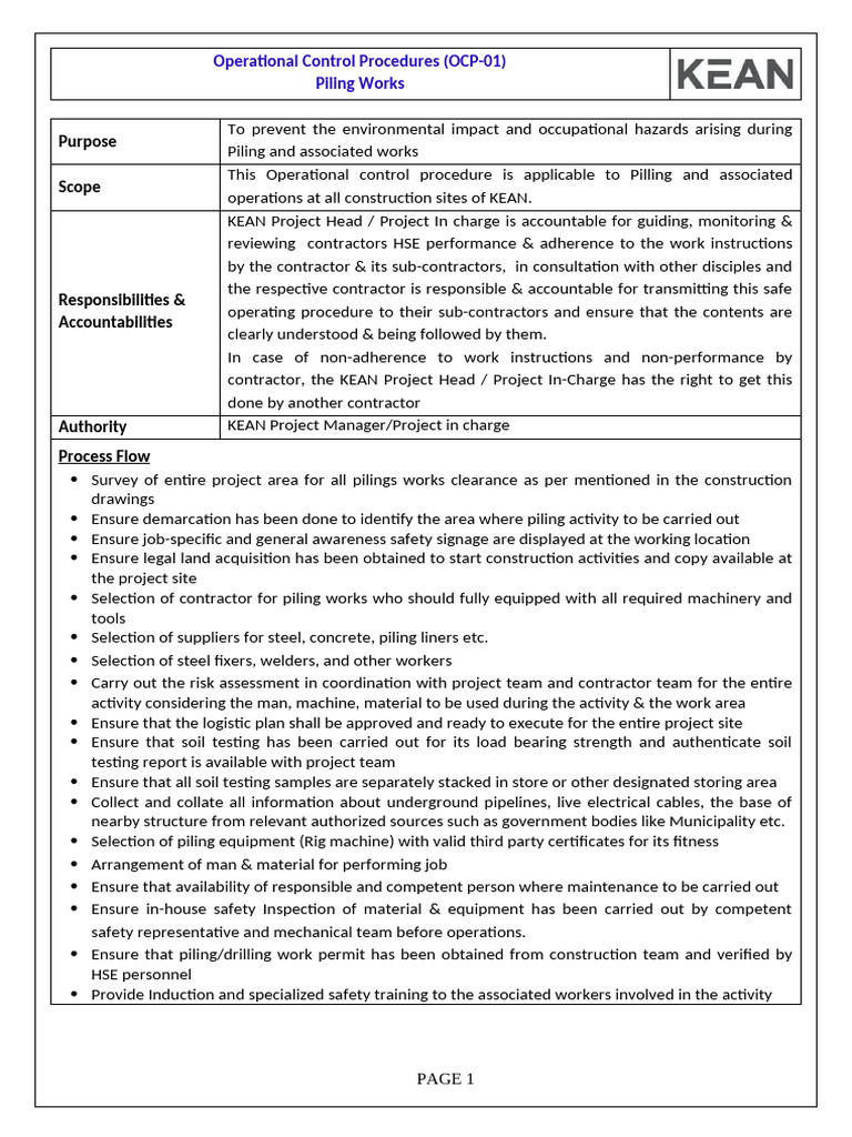 OCP 01 - Piling Works.. | PDF | Deep Foundation | Waste
