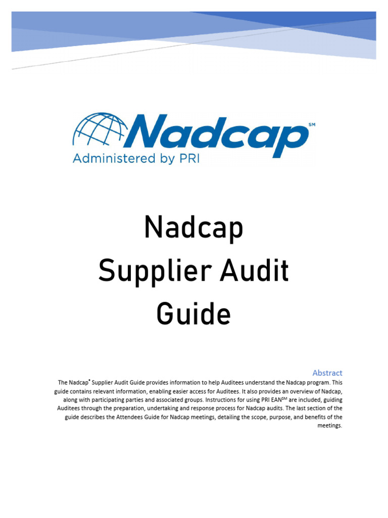 Nadcap Supplier Audit Guide 01aug2023 | PDF | Audit | Auditor's Report