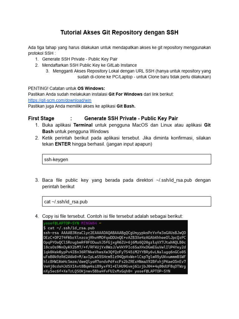 Tutorial Akses Git Repository Dengan SSH | PDF