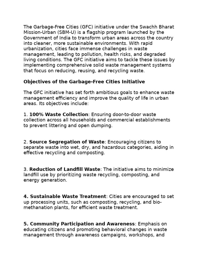 Garbage-Free Cities Initiative Overview | PDF | Waste | Waste Management