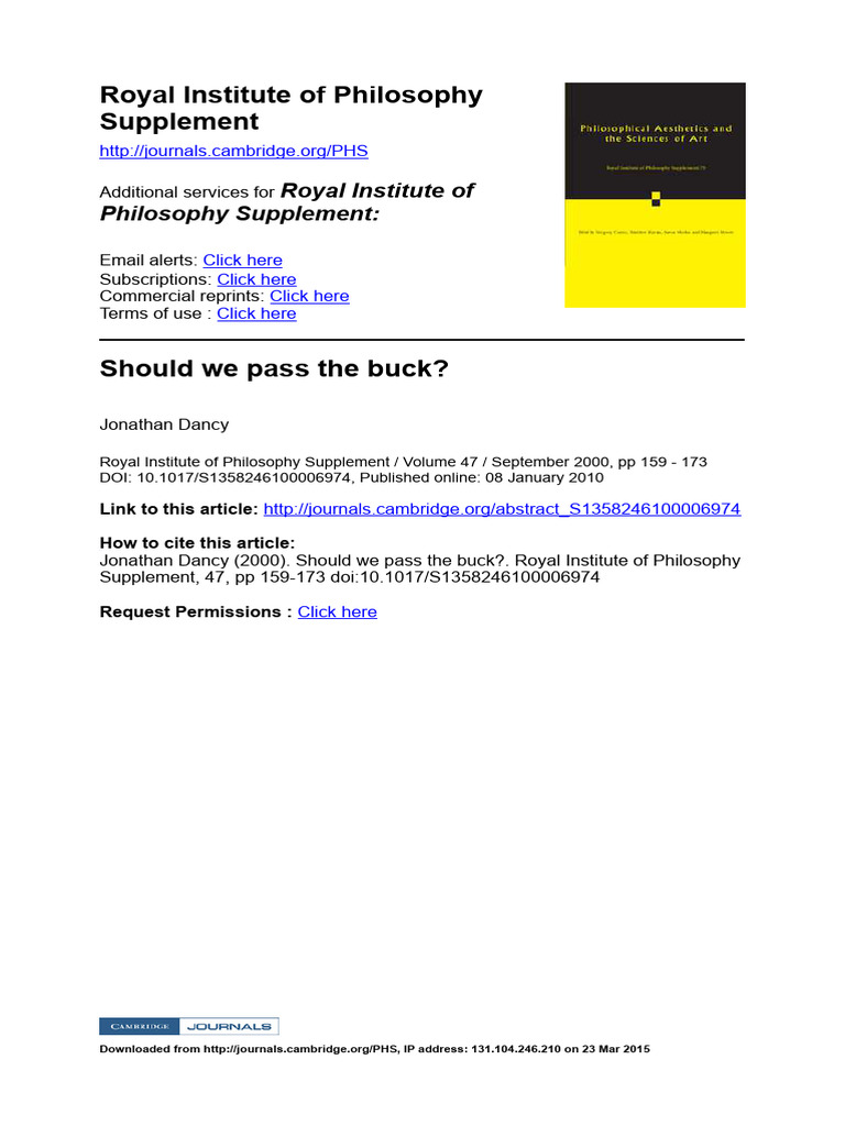 Should We Pass The Buck | PDF | Reason | Thought