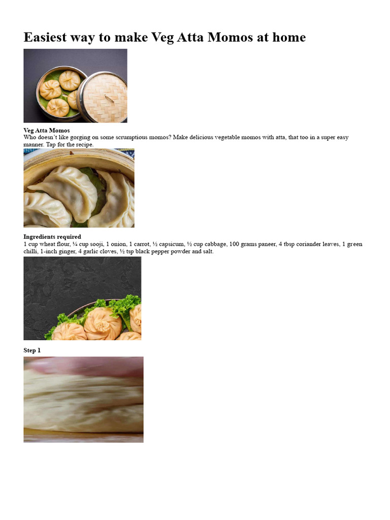 Easy Veg Atta Momos Recipe | PDF