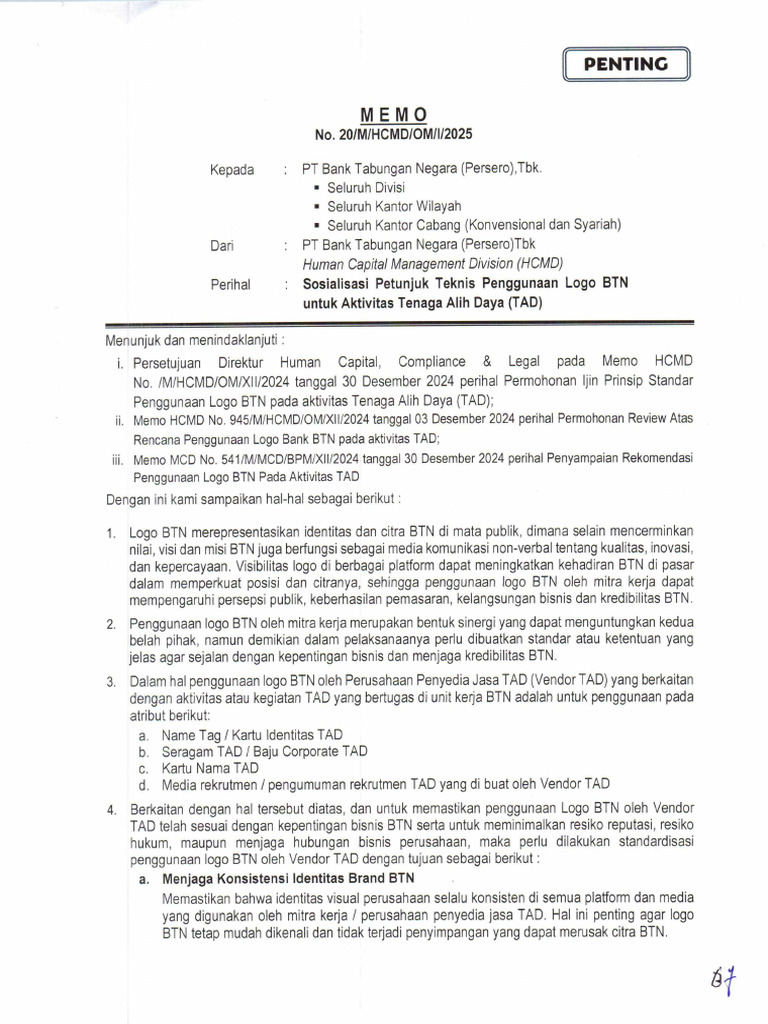 13.01.2025 020.M.hcmd.OM.I.2025 Sosialisasi Petunjuk Teknis Penggunaan Logo BTN Untuk Aktivitas ...