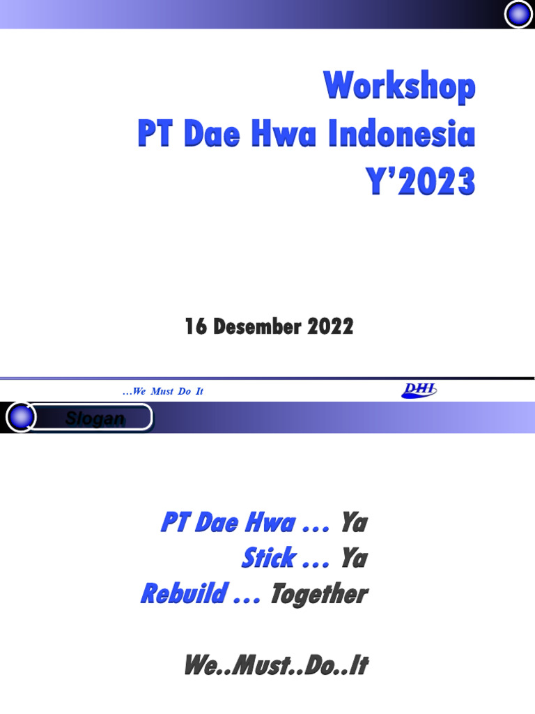PT Dae Hwa Indonesia 2023 Workshop Overview | PDF