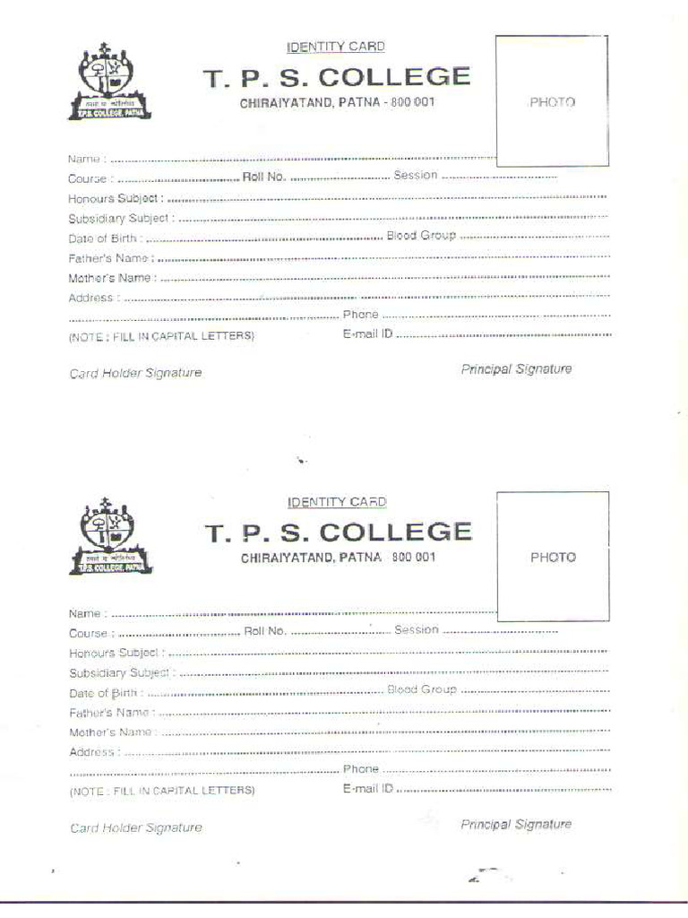 Id Card Form | PDF