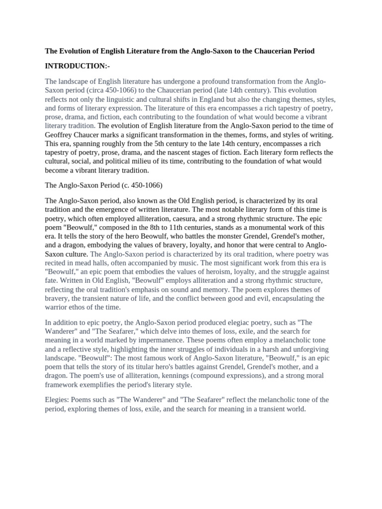 The Evolution of English Literature From The Anglo | PDF | Poetry | The ...