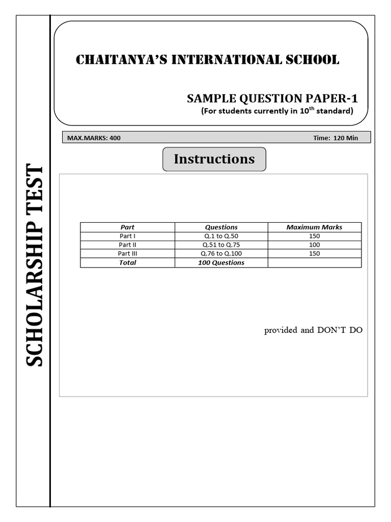 10th Cis Samle Question Paper | PDF | Ventricle (Heart)