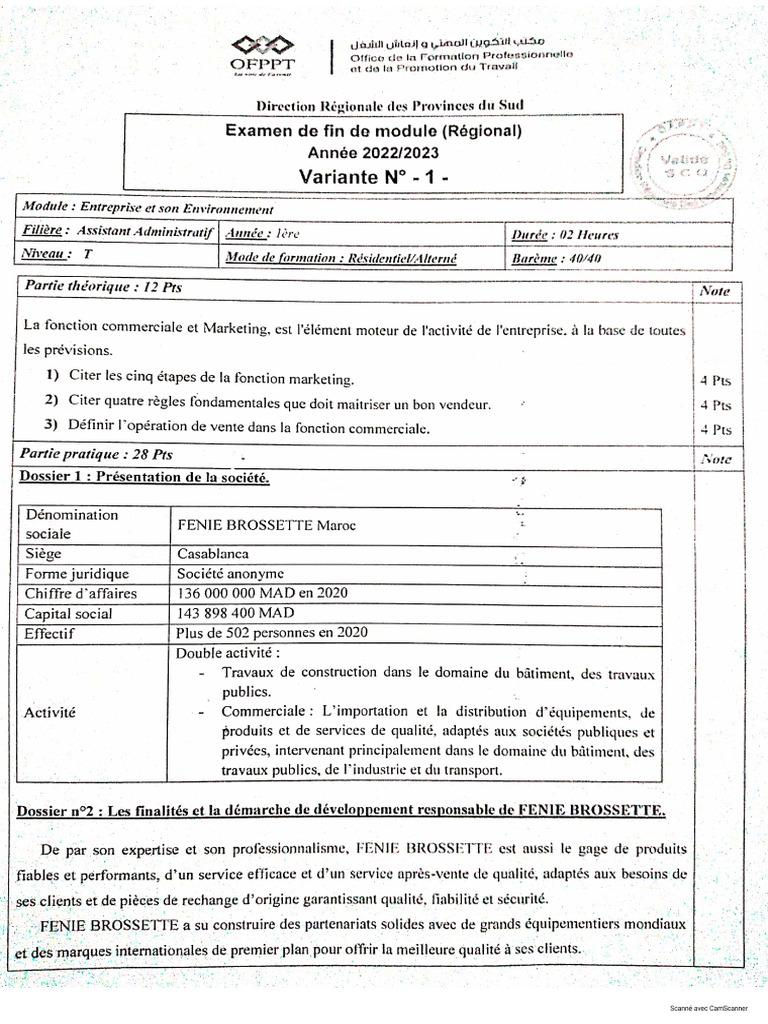 EFMR L'entreprise Et Son Environnement AA V1 | PDF