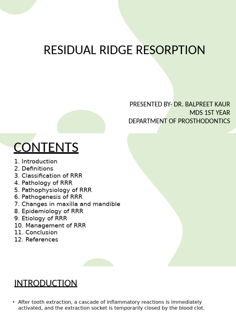 Residual Ridge Resorption Guide | PDF | Bone | Dentures