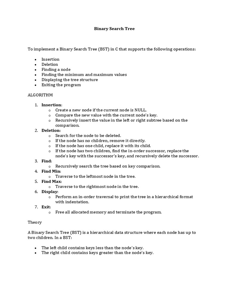 Binary Search Tree Bst Pdf Computer Programming Algorithms And Data Structures 4925