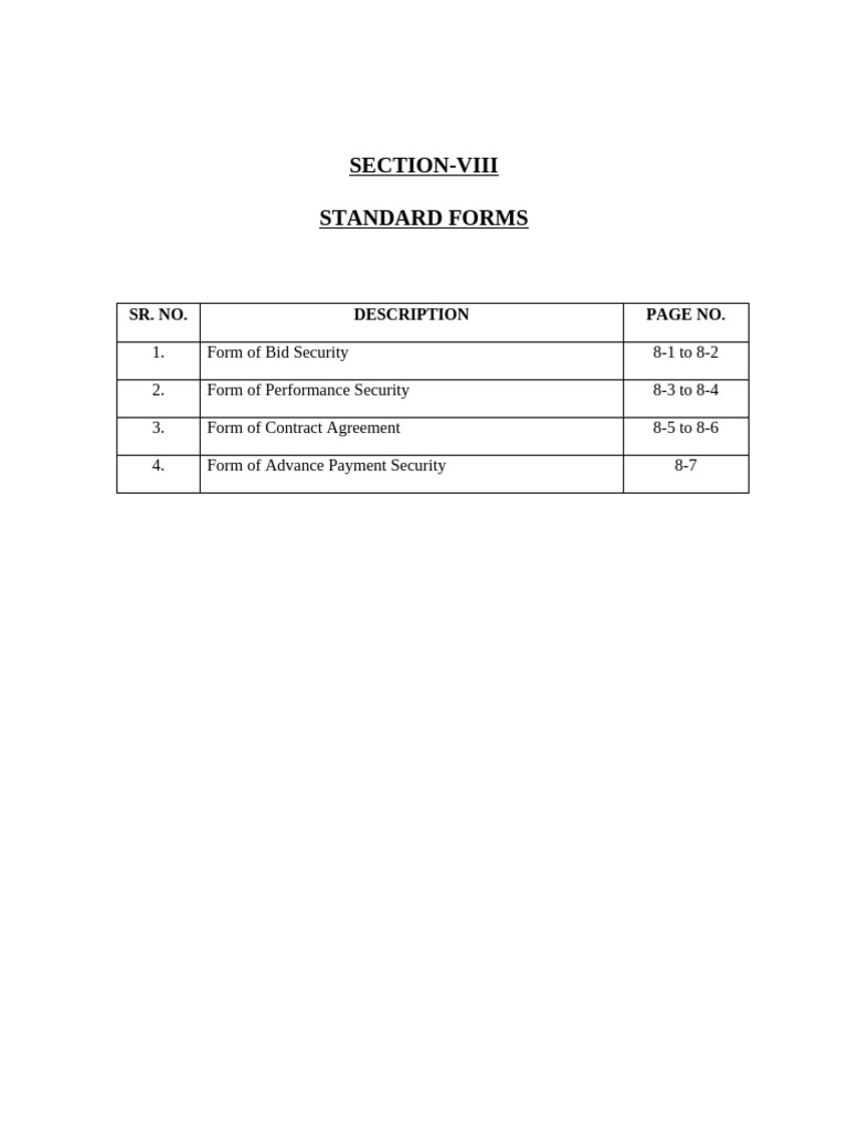 Standard Forms for Bids and Contracts | PDF
