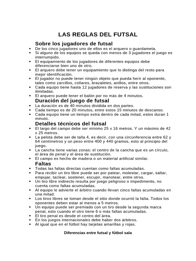 Reglas Esenciales del Futsal | PDF | Asociación de Futbol | Códigos de ...