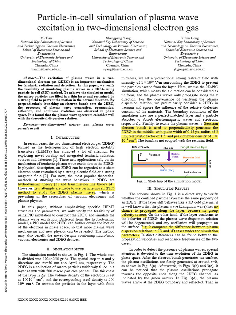 PIC Simulation of Plasma Waves in 2DEG | PDF | Waves | Electron