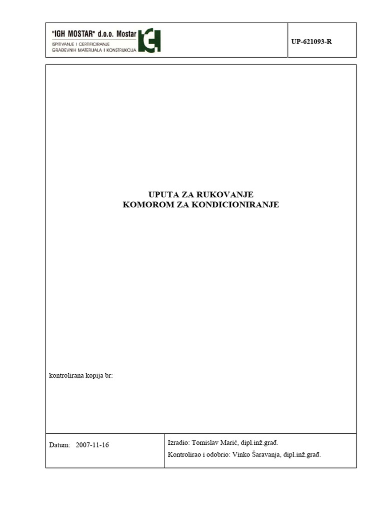 UP-621093-R - Komora Za Kondicioniranje | PDF