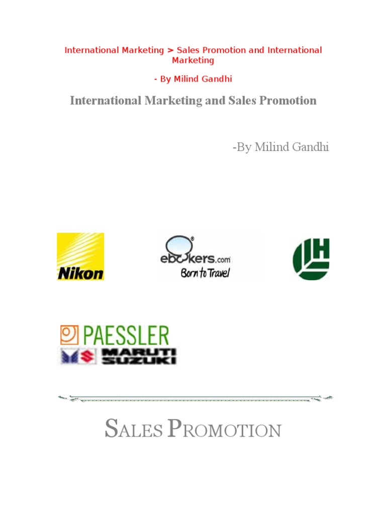 Sales Promotion Project by Milind Gandhi | PDF | Advertising | Retail