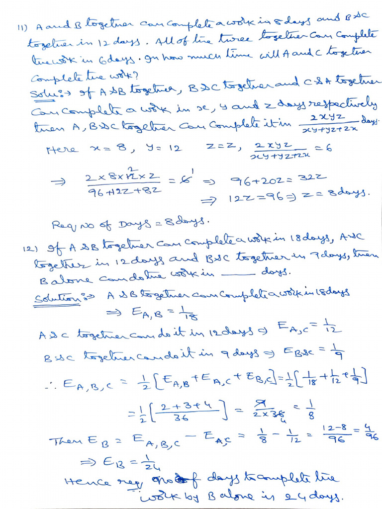 Time and Work Problems 8 | PDF