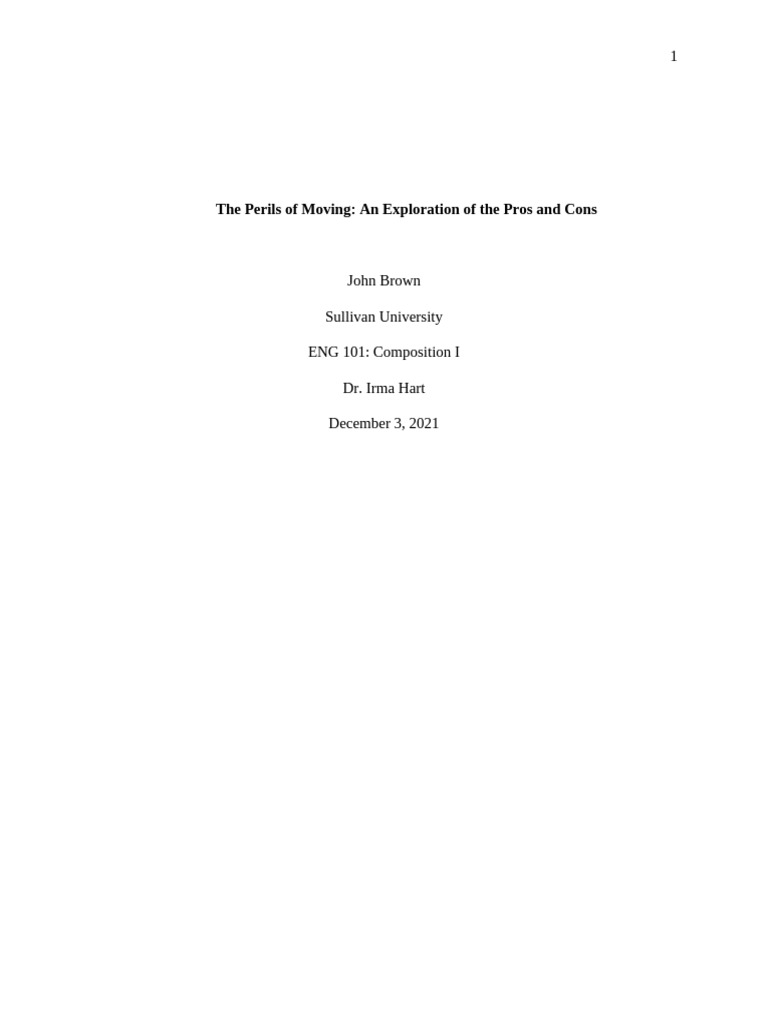 Moving Pros and Cons Explored | PDF