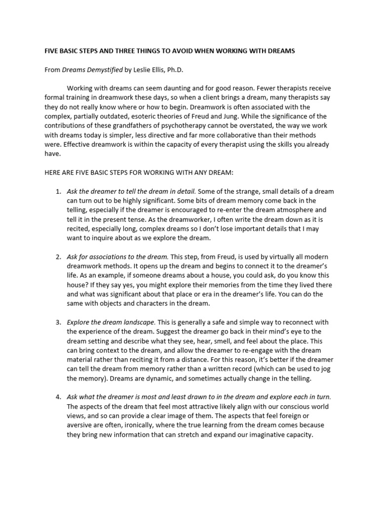 Dr. Leslie Ellis - The Dos and Don'Ts of Dreamwork | PDF | Dream ...