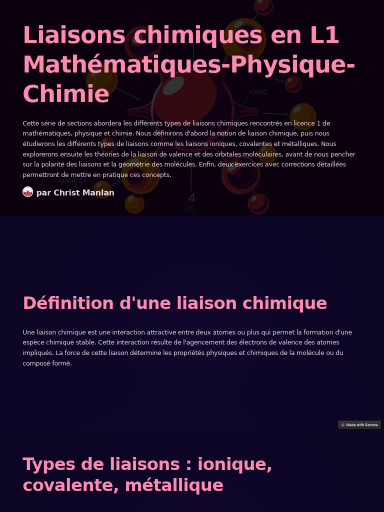 Types de liaisons chimiques en L1 | PDF | Liaison chimique | Liaison ...