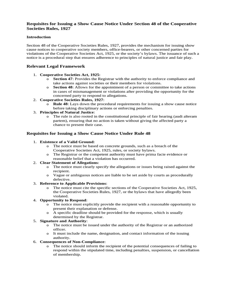 Show Cause Notice Guidelines Under 1927 Rules | PDF | Regulatory ...