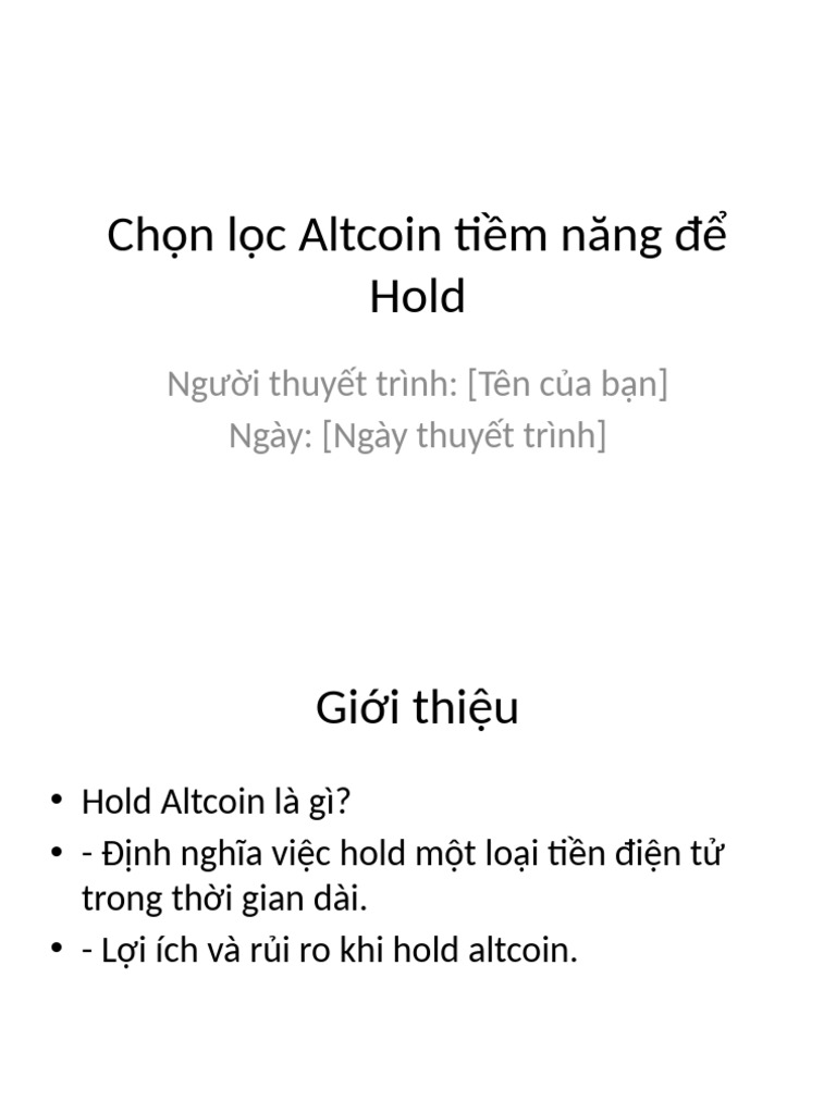 Tieu Chi Chon Loc Hold Altcoin | PDF