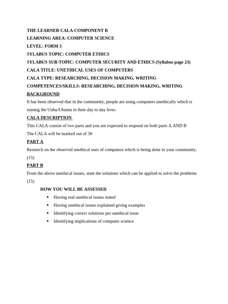 CALA COMPONENT B | PDF | Science | Learning