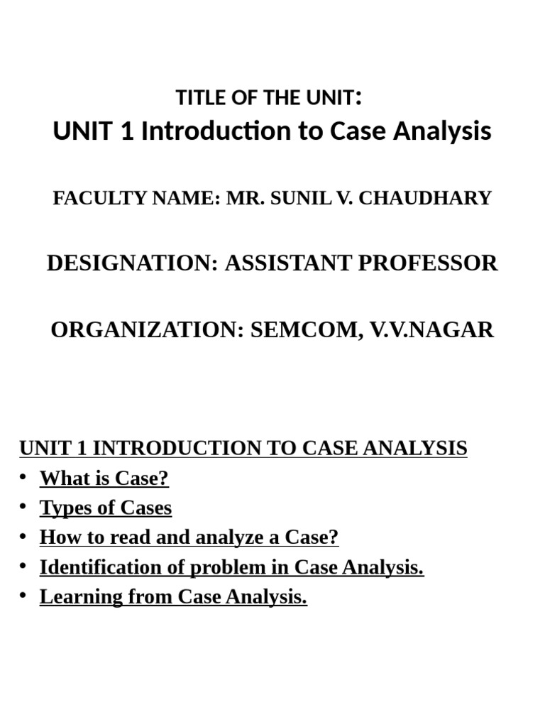 Introduction to Case Analysis Techniques | PDF | Strategic Management ...