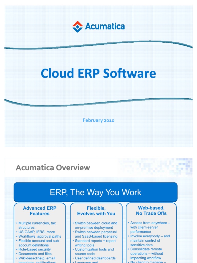 Acumatica Overview v30 | PDF | Software As A Service | Web Application