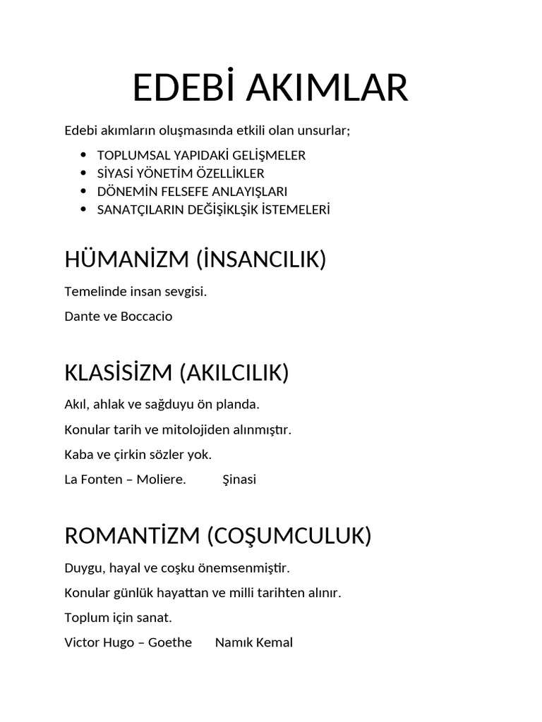EDEBİ AKIMLAR | PDF