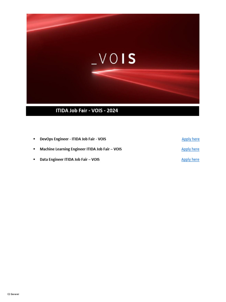 ITIDA Job Fair 2024: VOIS Tech Roles | PDF