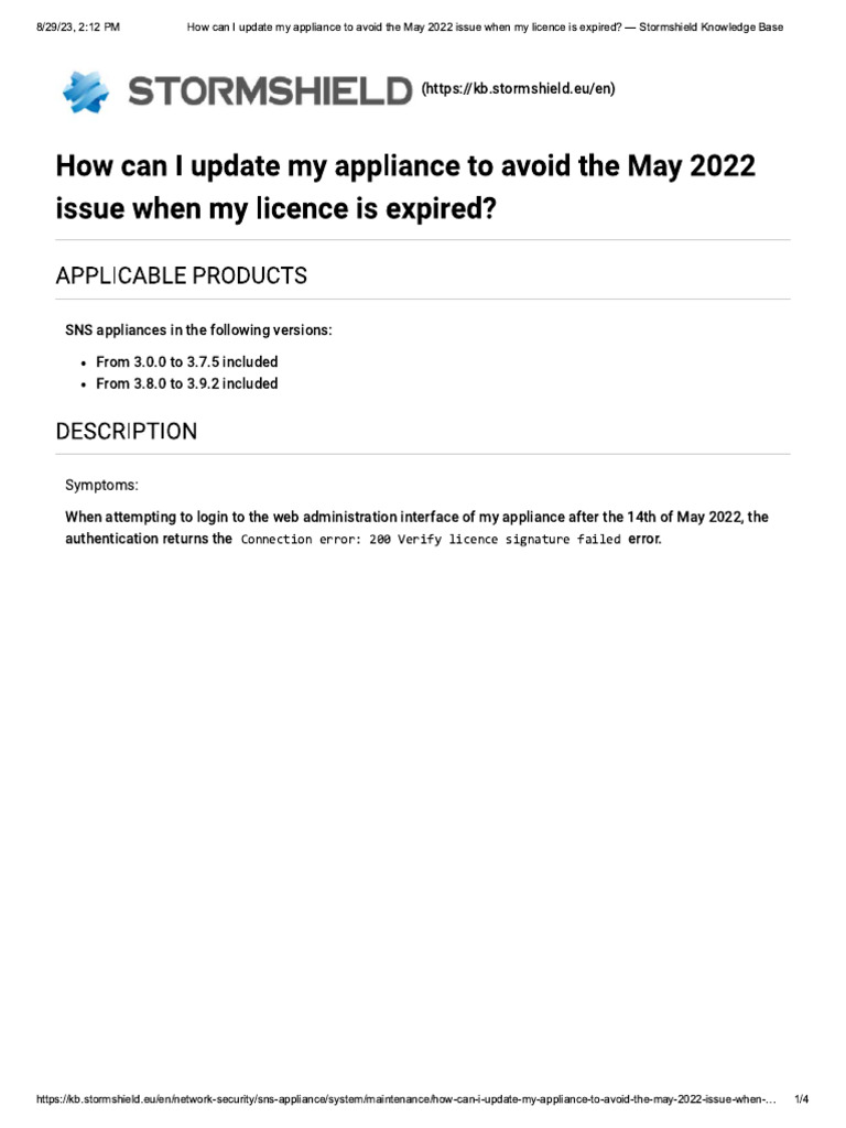 How Can I Update My Appliance To Avoid .. | PDF