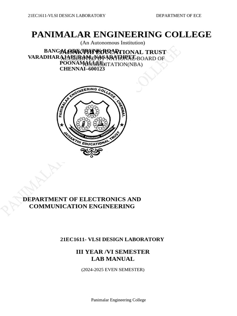 Vlsi Design Lab Manual 2024-2025 | PDF | Field Programmable Gate Array | Hardware Description ...