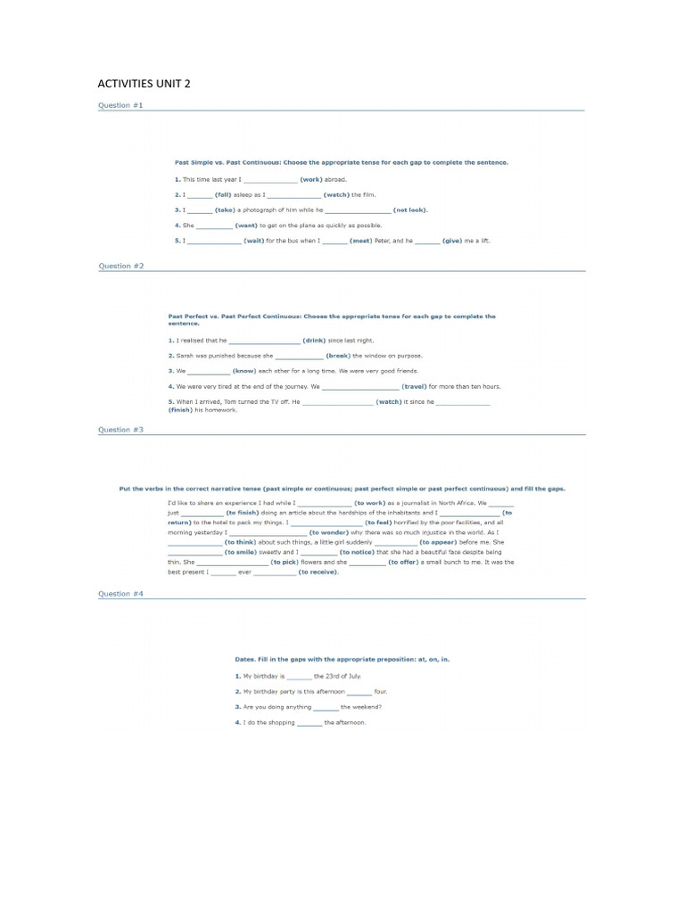 Activities Unit 2 | PDF