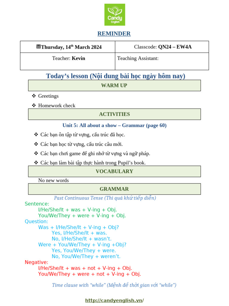 EW4 Unit 5 Grammar | PDF