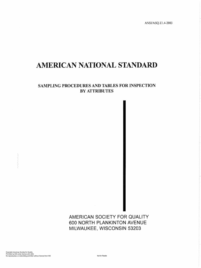 Ansi Asq Z1.4 | PDF