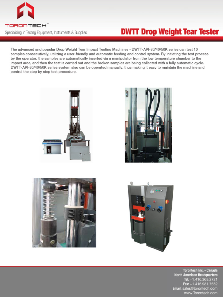 Torontech DWTT Drop Weight Tea | PDF | Steel | Engineering Tolerance