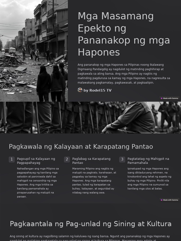 Mga Masamang Epekto NG Pananakop NG Mga Hapones | PDF