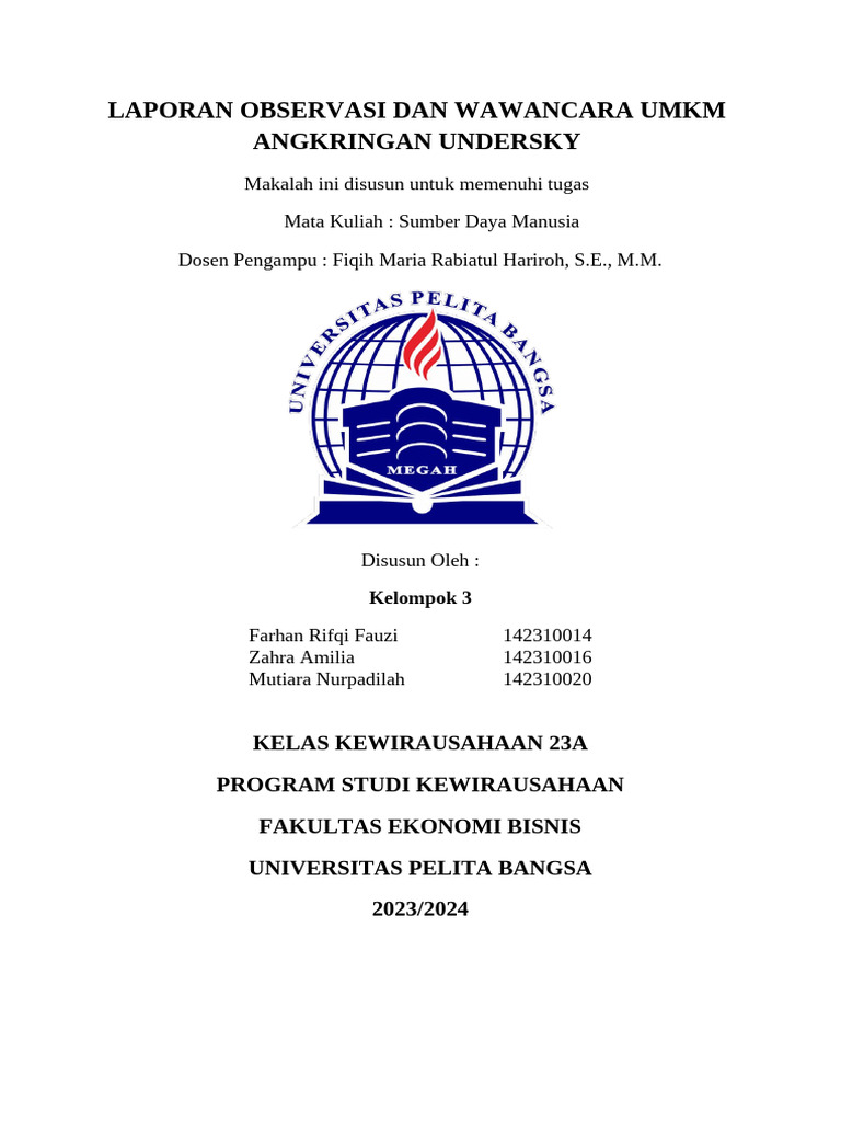 Laporan Observasi Dan Wawancara Umkm Angkringan Undersky | PDF