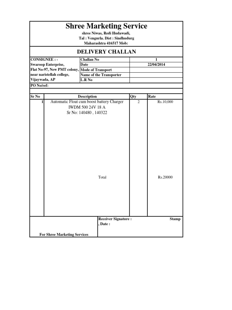 delievery challan 01 | PDF