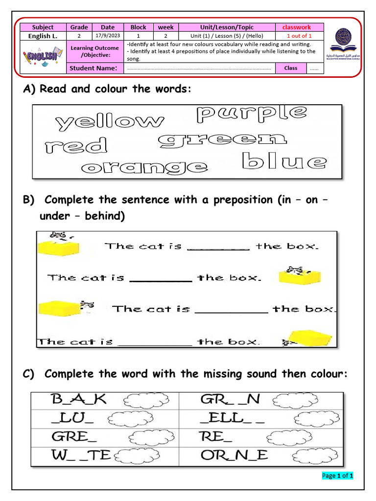 Block 1 ,week 2 , day 1 (worksheet) (1) | PDF