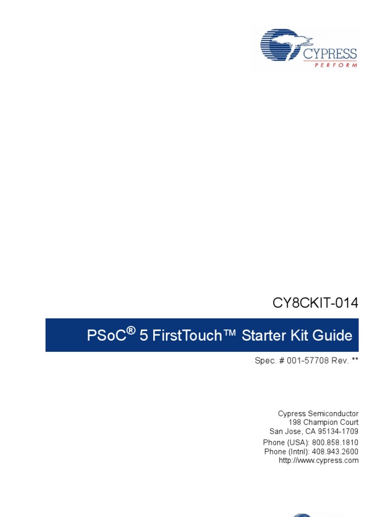 CY8CKIT-014 - PSoC 5 First Touch Starter Kit - Guide | PDF