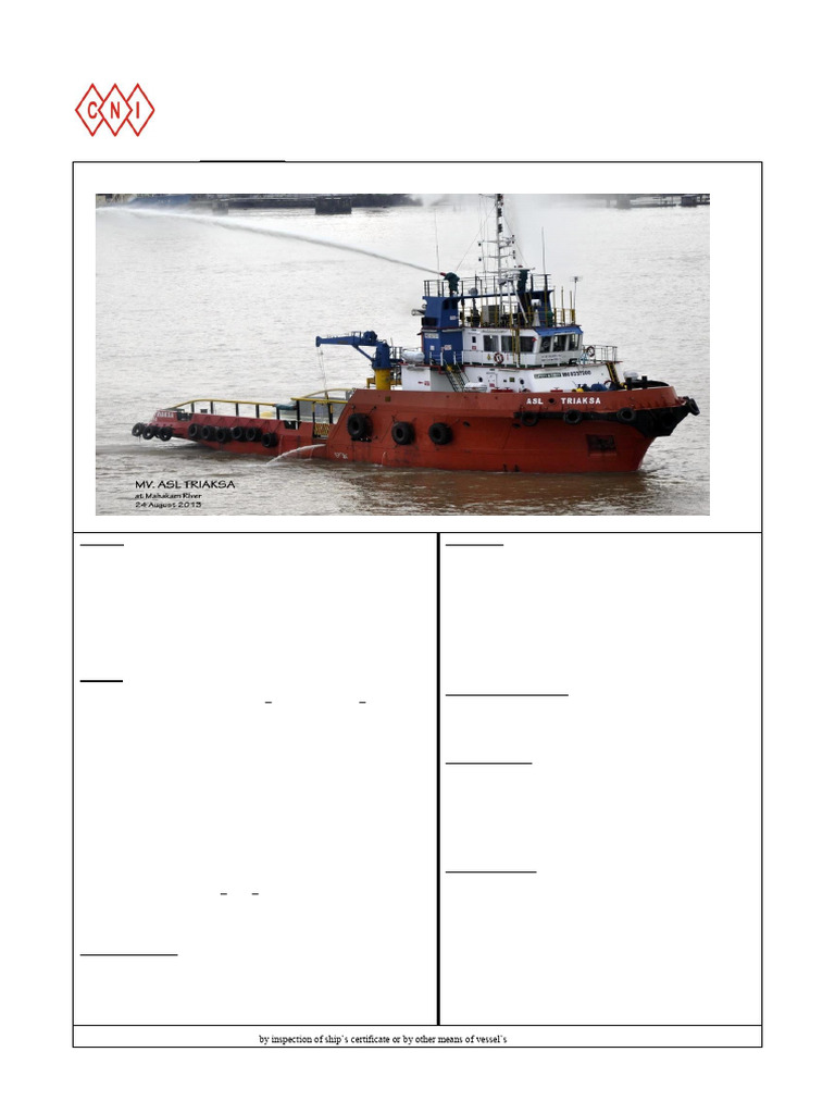 Ship Particular ASL Triaksa-CNI | PDF | Shipping | Watercraft