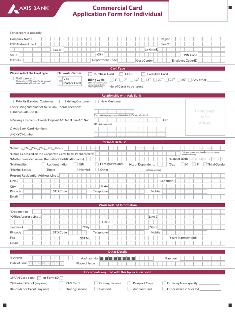 Corporate Card Application Form | PDF