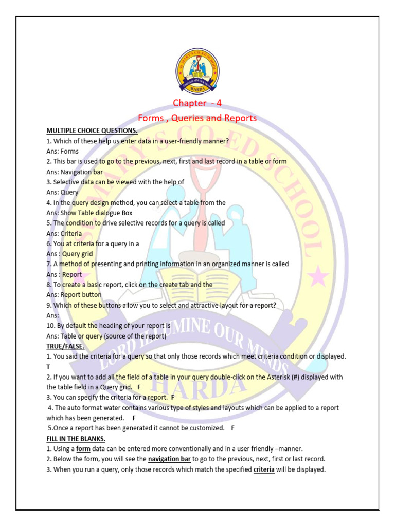 COMPUTER - Worksheet For Class 8th | PDF | Microsoft Access | Data