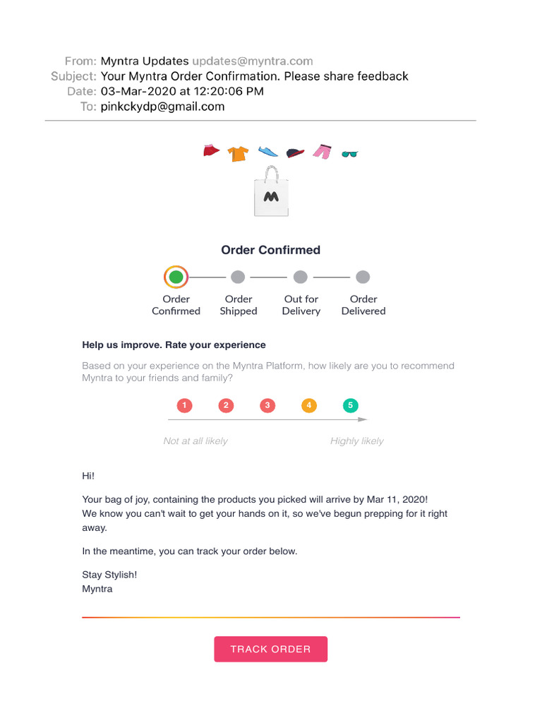 Myntra Order Confirmation Details | PDF