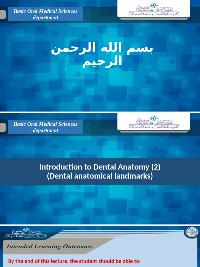 2 Dental Anatomical Landmarks | PDF | Dental Anatomy | Dentistry Branches