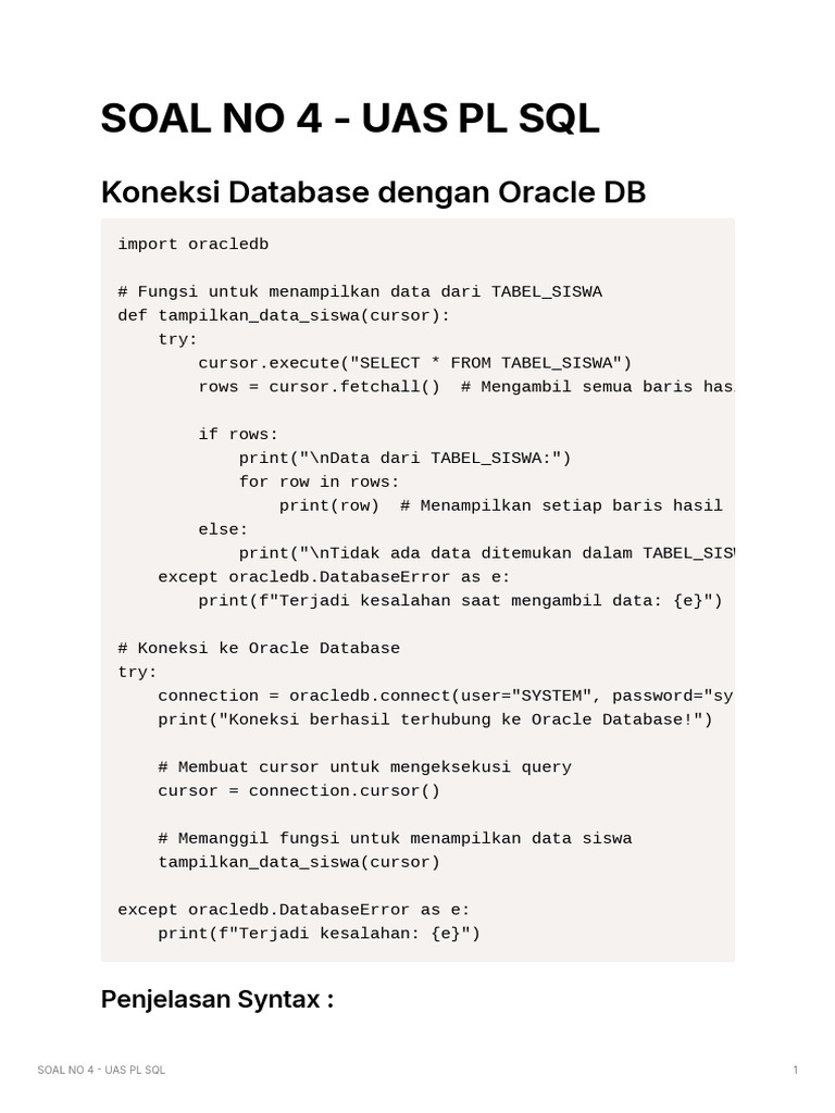Soal No 4 - Uas PL SQL | PDF