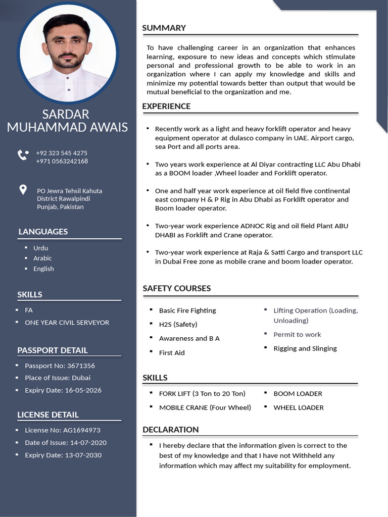 Sardar Muhammad Awais | PDF | Crane (Machine) | Forklift