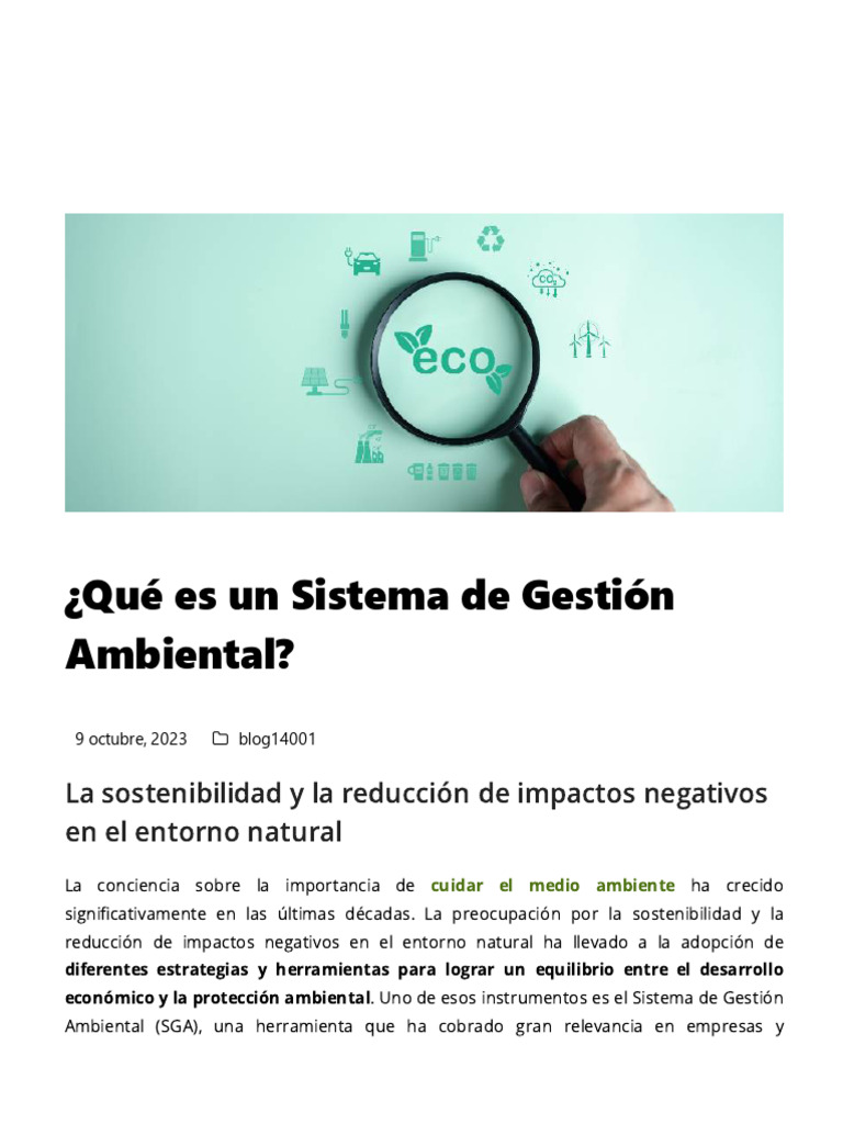 ¿Qué Es Un Sistema de Gestión Ambiental - Nueva ISO 14001 | PDF | Contaminación | Sustentabilidad