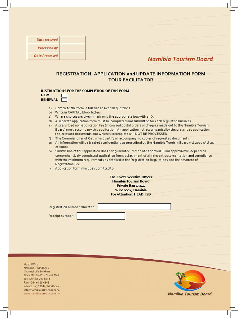 Tour Operator Registration Guide | PDF | Payments | Cheque